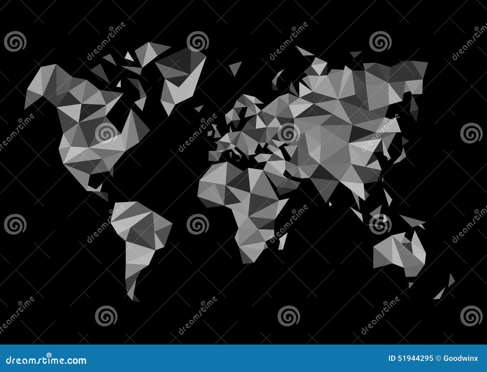 Monochrome World Map Polygonal Stock Vector - Illustration of ...
