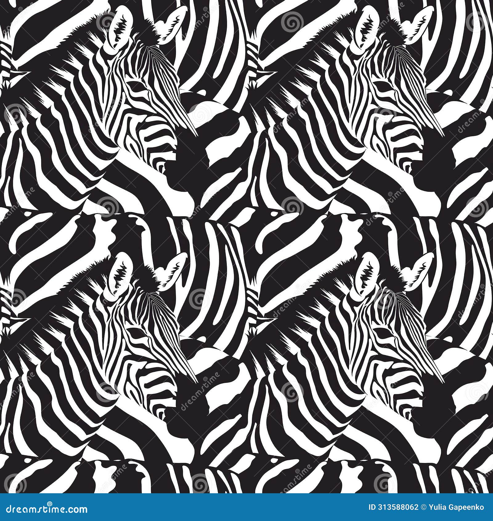 Monochrome Zebra Pattern stock illustration. Illustration of savannah ...