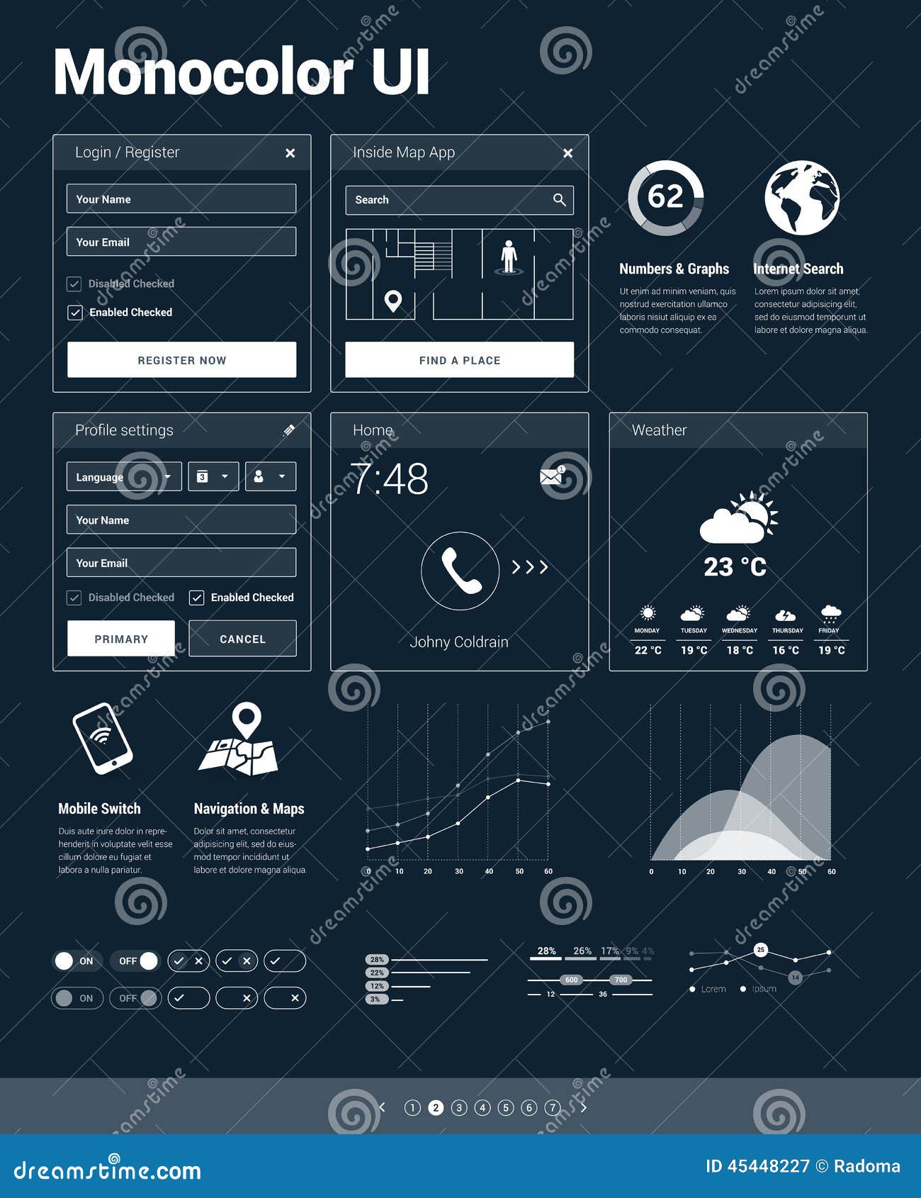 Monocolor UI Kit - Set of User Interface Design Stock Vector ... Monocolor UI Kit - Set of User Interface Design Stock Vector ...