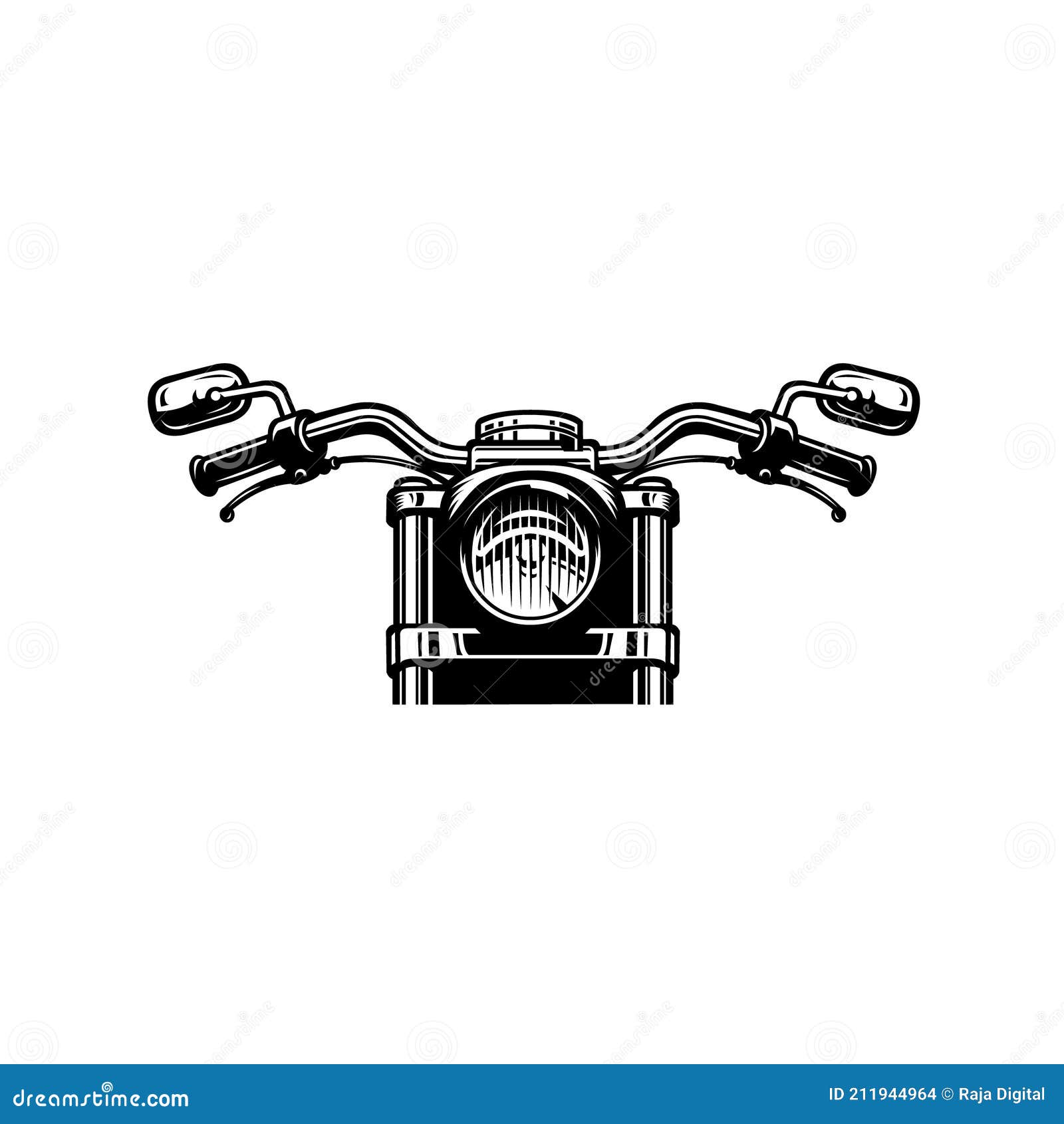 Monocrome Classic Motorcycle Vector Front View Concept Stock Vector ...