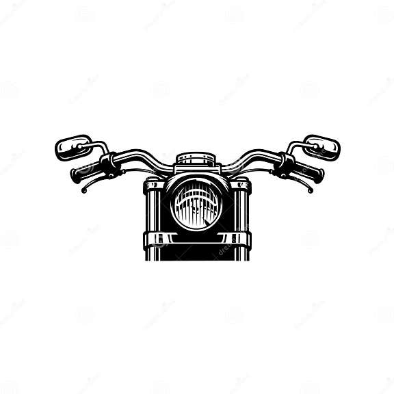 Monocrome Classic Motorcycle Vector Front View Concept Stock Vector ...
