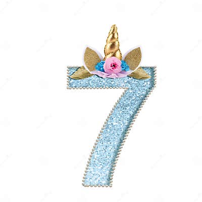 NUMBER 7 // MONOGRAM ALPHABET- UNICORN 3D ALPHABET Stock Illustration ...