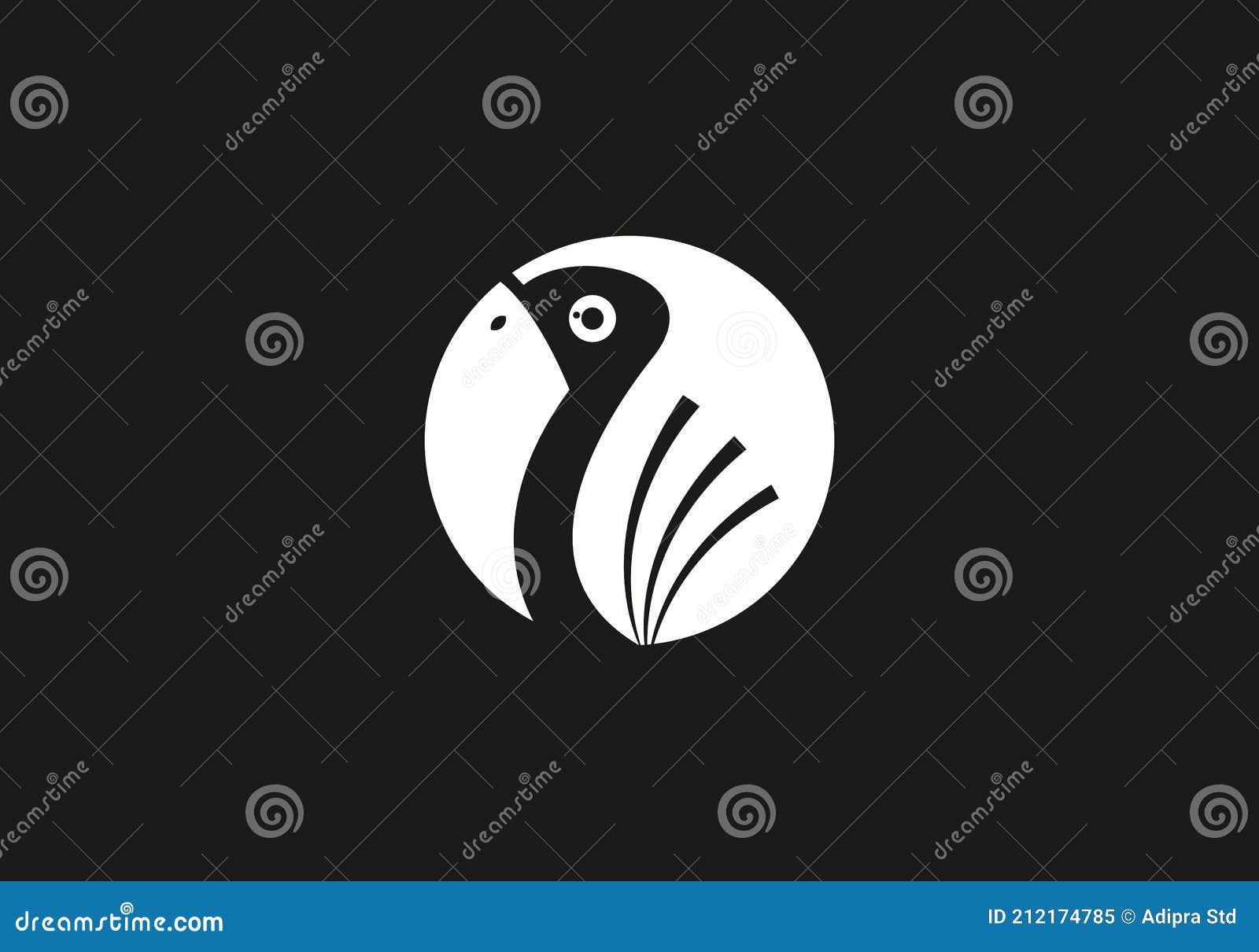 Monogram Black and White of Circle Bird Stock Vector - Illustration of ...
