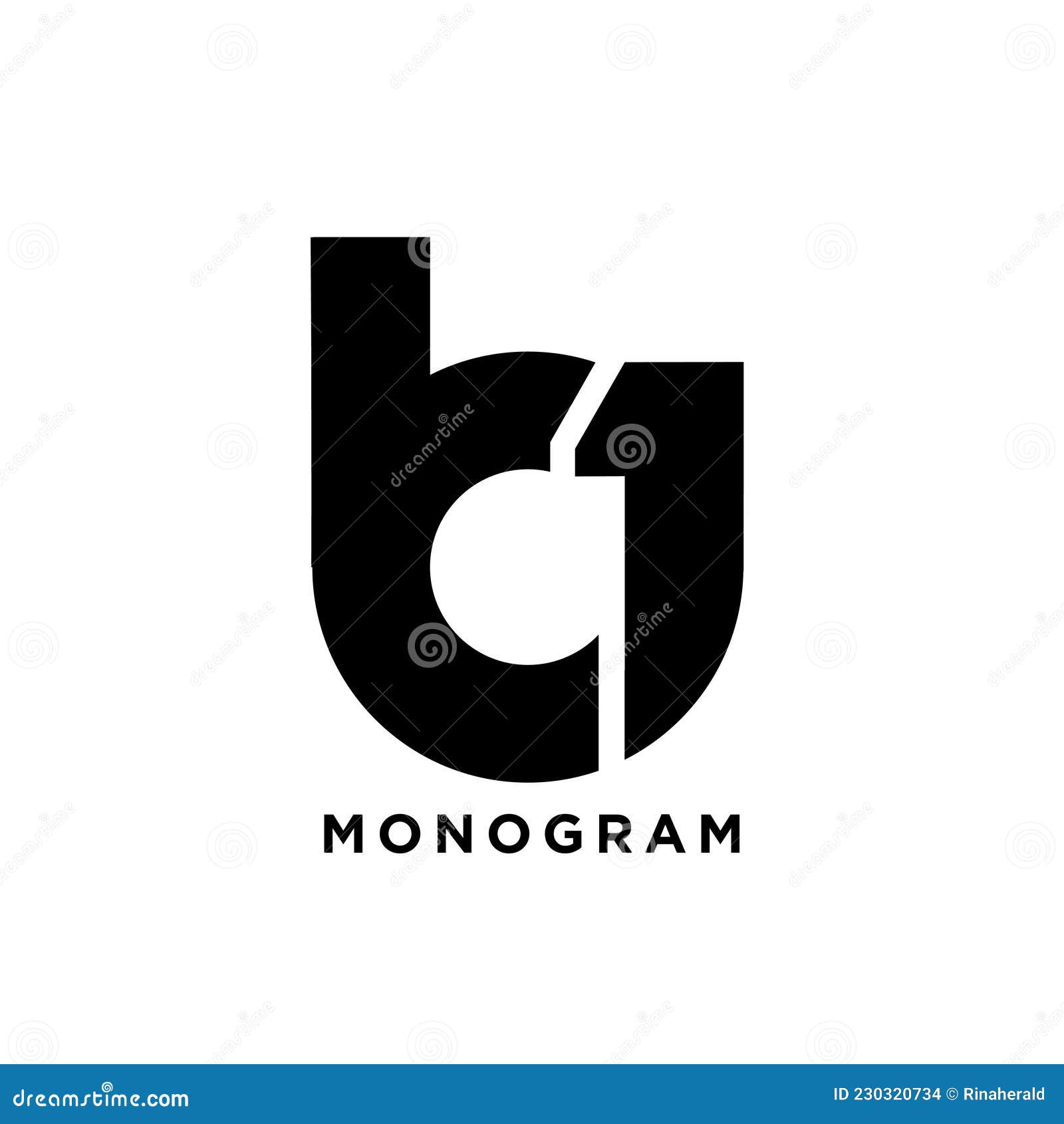 Monogram Capital Letter B One 1 Initial Vector Black Logo Design Stock ...