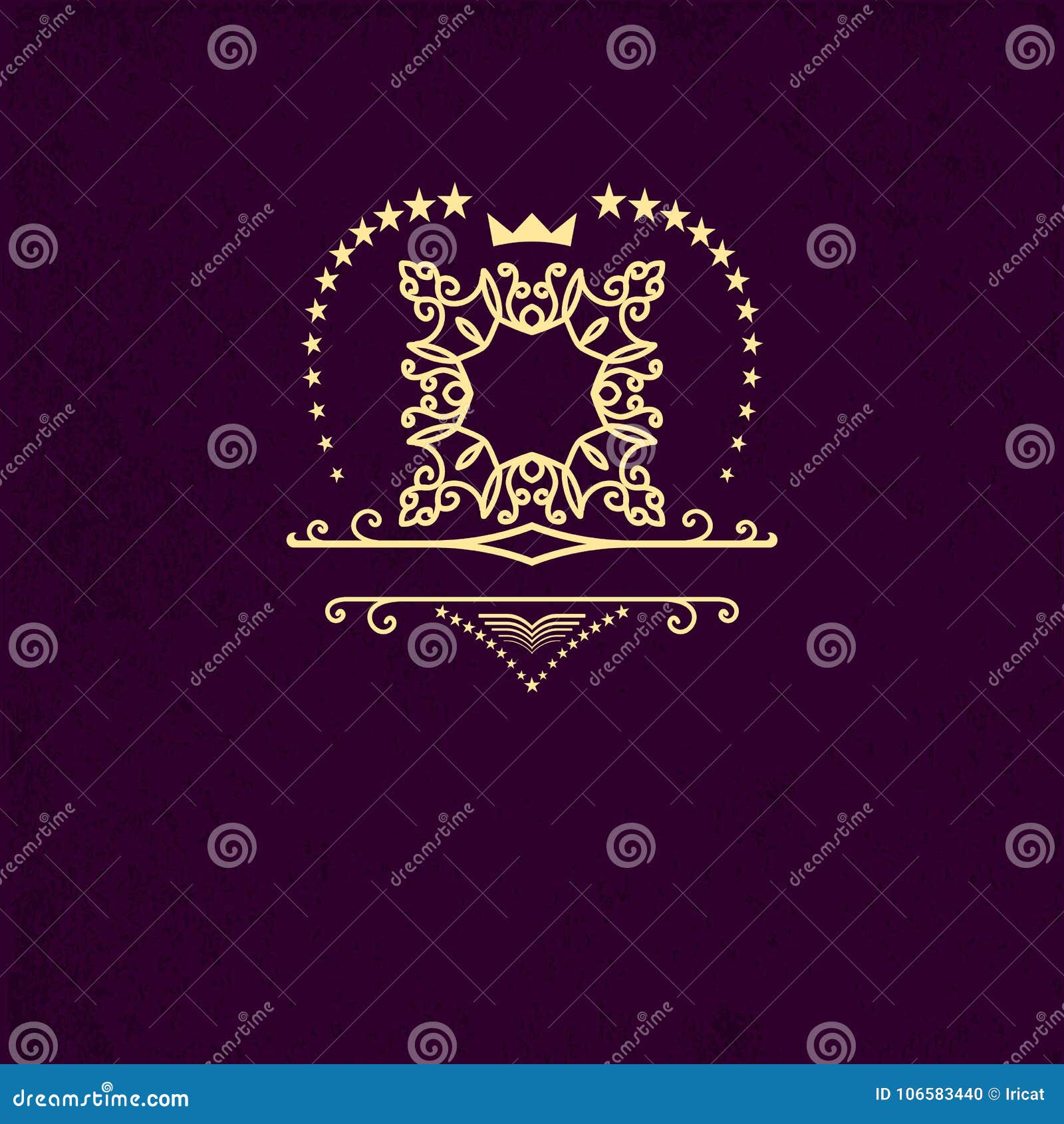 Monogram Creative Frame Template with Swirls Ornament Elements. Elegant ...