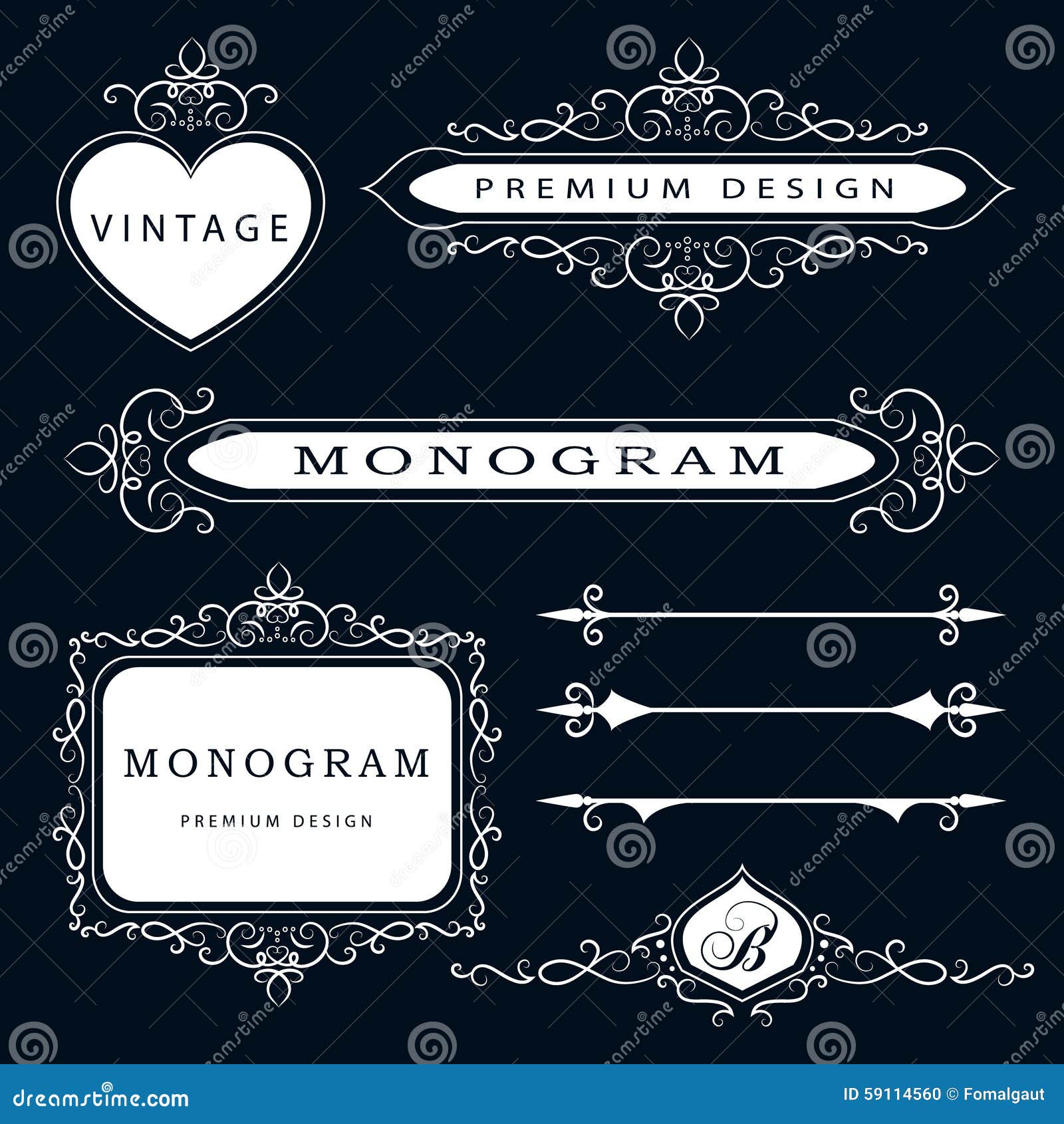 Monogram Design Elements and Page Decoration - Vector Set, Graceful ...