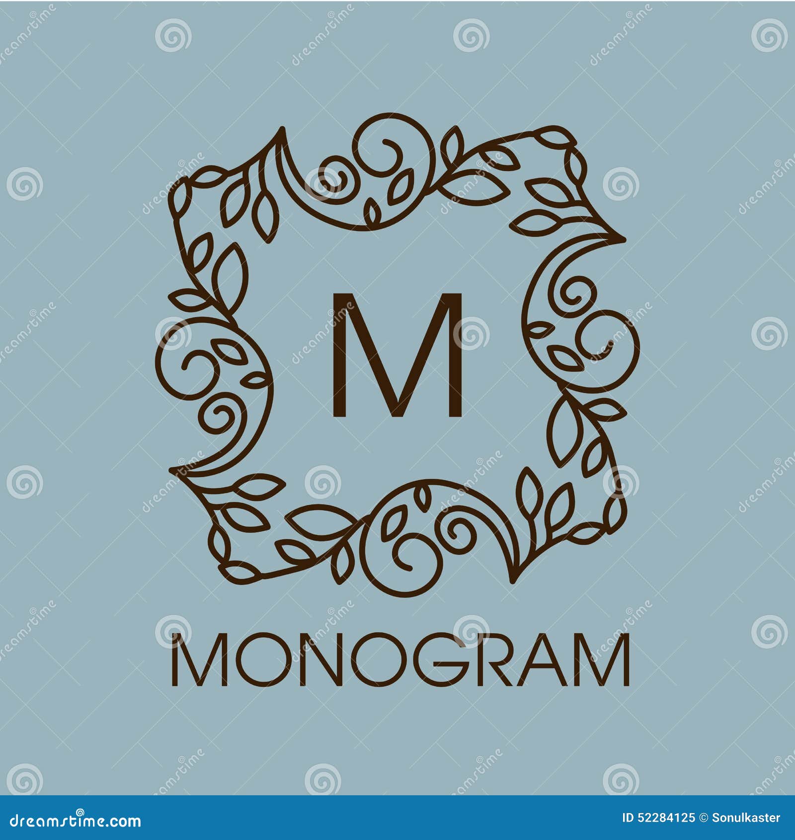 Monogram Design. Vector Floral Outline Frame or Stock Vector ...