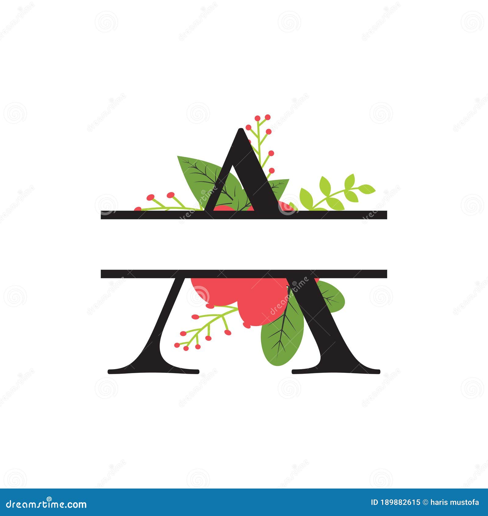 Monogram Floral Split Letter Vector Design Stock Illustration ...