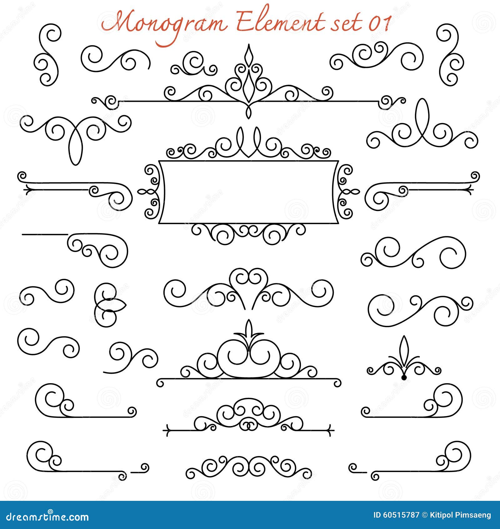 Monogram Flourish Swirl for Design and D Stock Vector - Illustration of ...