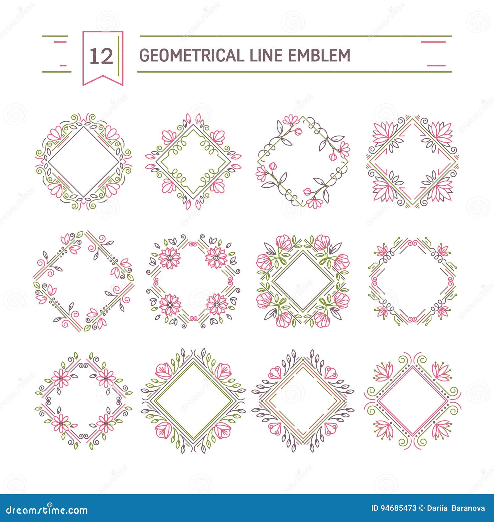 Monogram flower frames stock vector. Illustration of clean - 94685473
