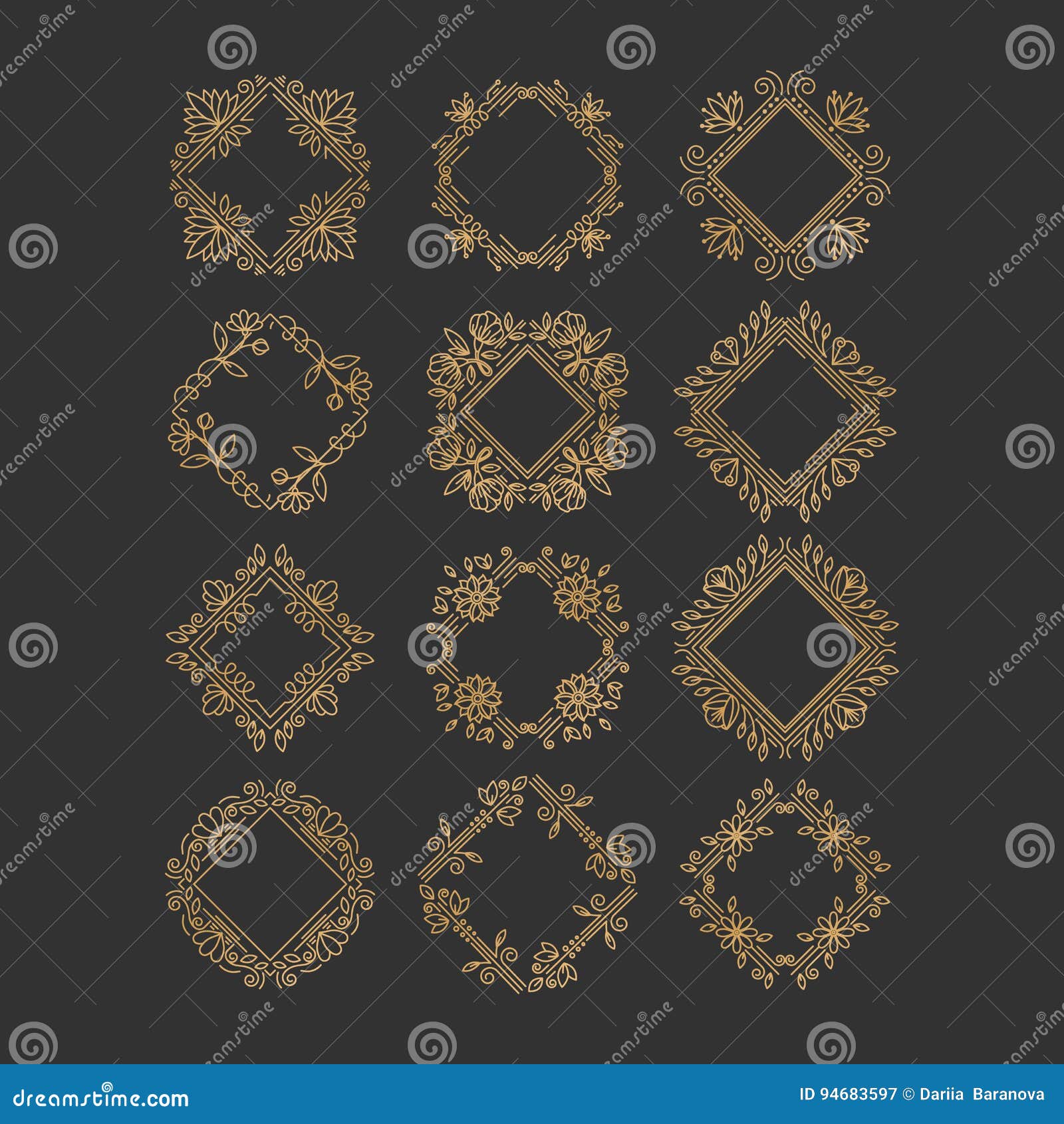 Monogram flower set stock vector. Illustration of collection - 94683597