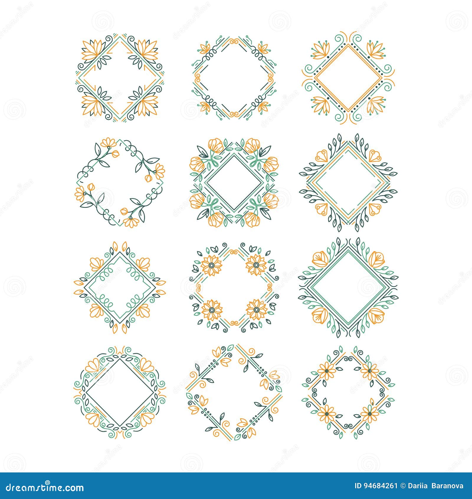 Monogram flower set stock vector. Illustration of collection - 94684261
