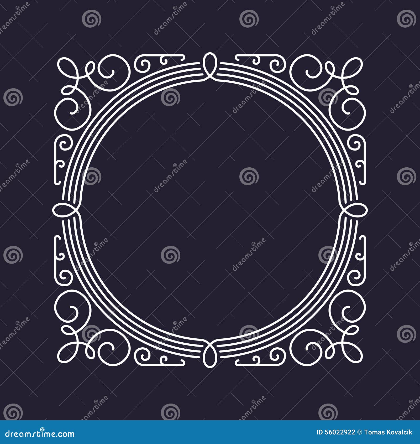 Monogram Frame Template, Floral Ornament, Circle and Square Stock ...