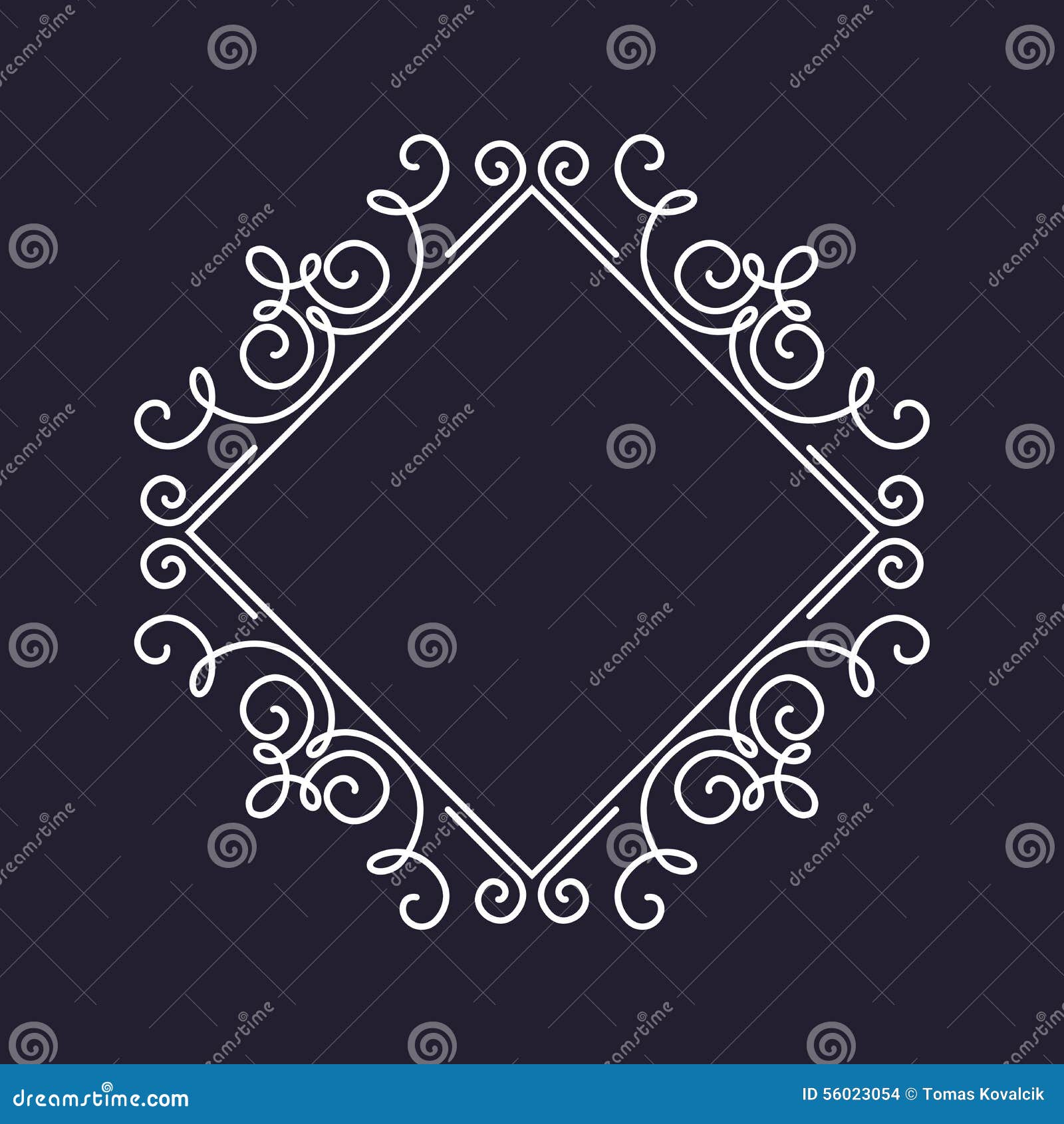 Monogram Frame Template, Floral Ornament, Square Stock Vector ...