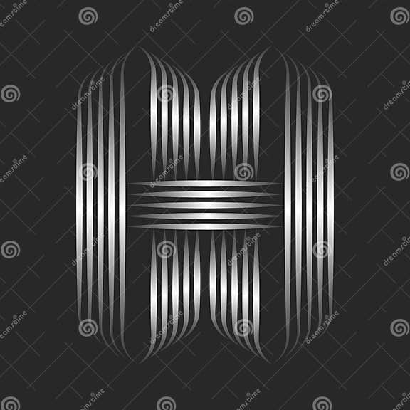 Monogram H Letter Initial Logo Linear 3d Effect, Silver Gradient ...