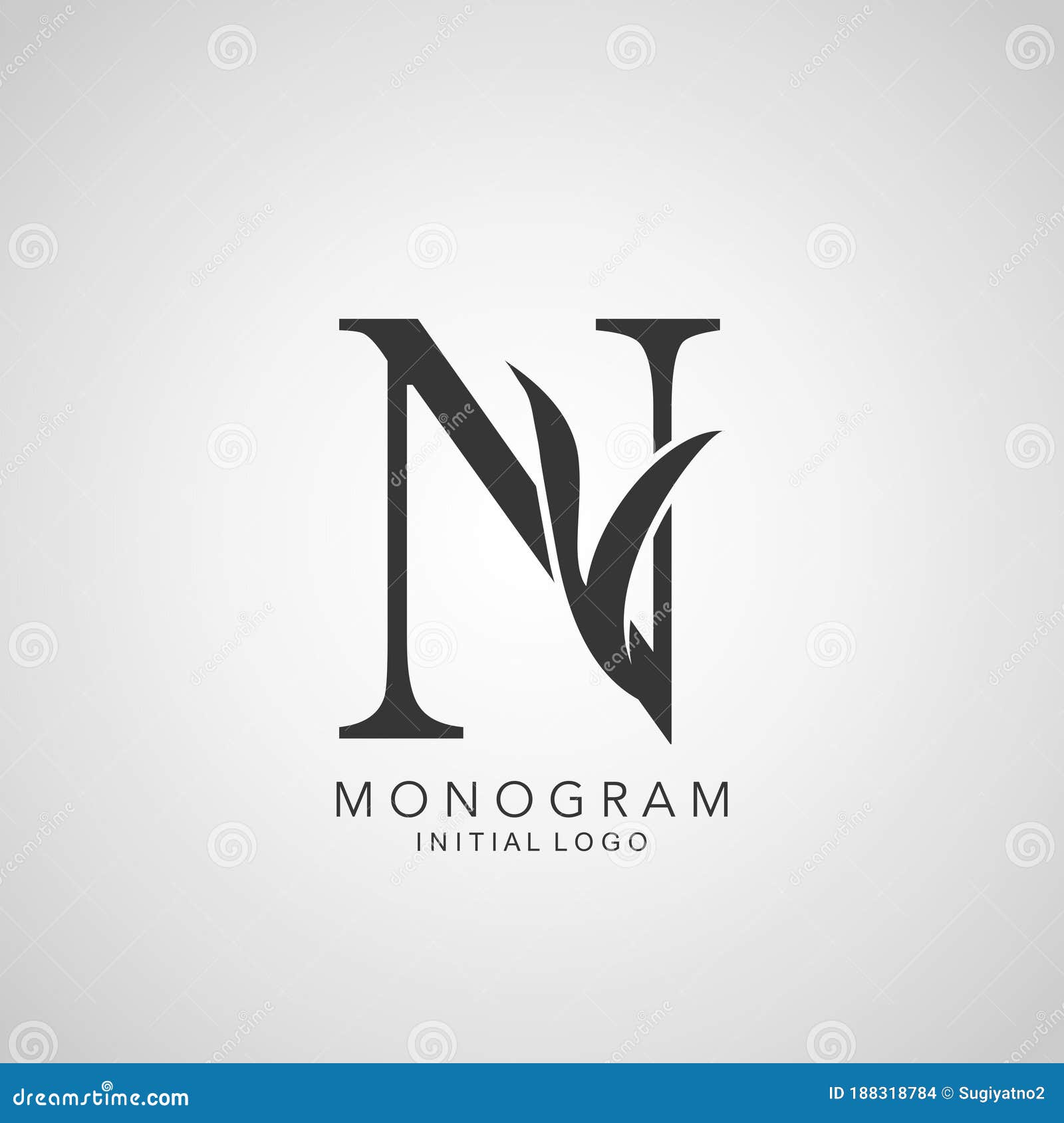 Monogram Initial Logo Letter N. Simple Vector Design Concept Abstract ...
