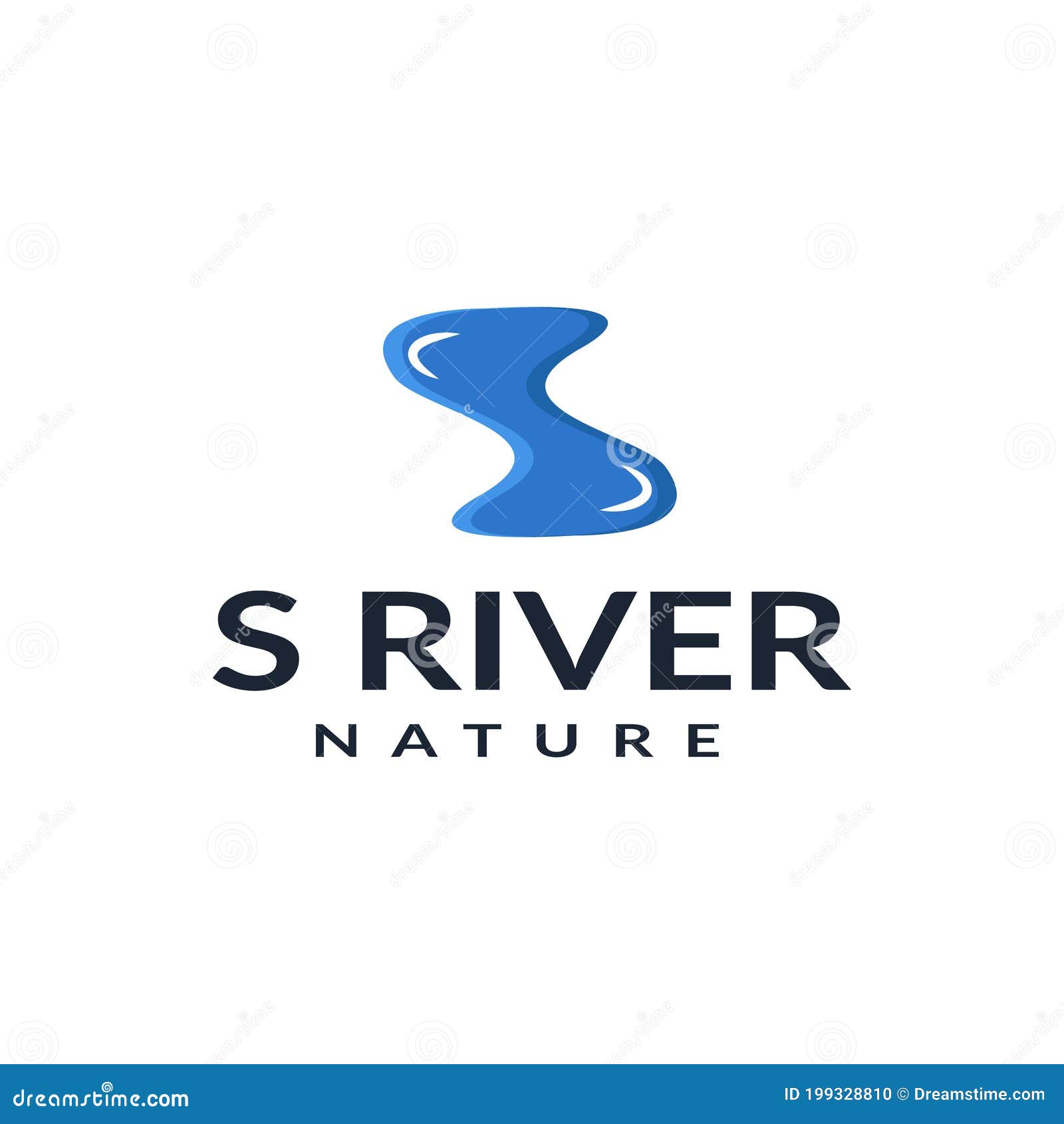 Monogram with the Initials of the Letter S Which Forms a Blue River ...