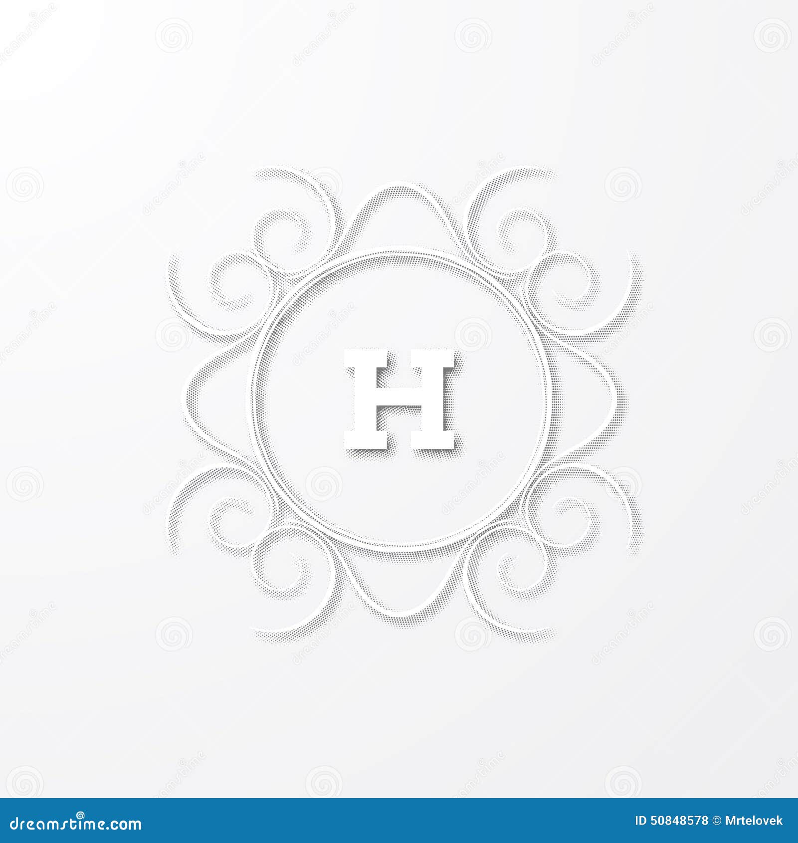 Monogram Label Alphabet Shadow Halfton Stock Vector - Illustration of ...