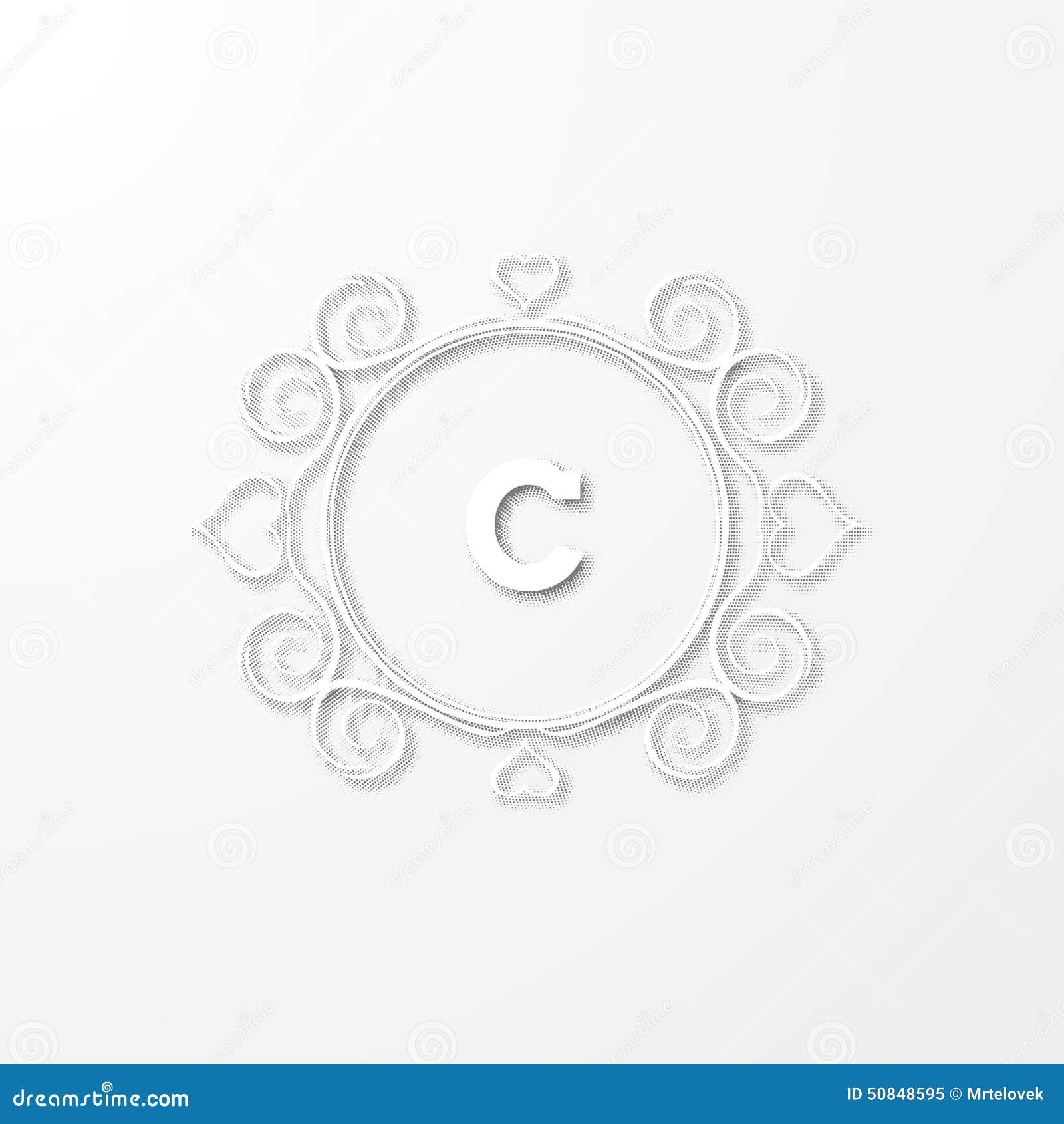 Monogram Label Alphabet Shadow Halfton Stock Vector - Illustration of ...