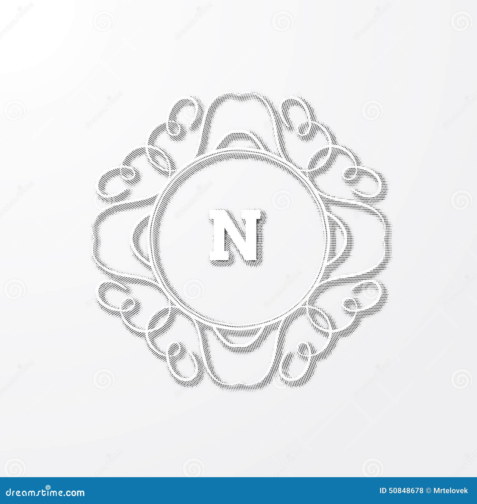 Monogram Label Alphabet Shadow Halfton Stock Vector - Illustration of ...