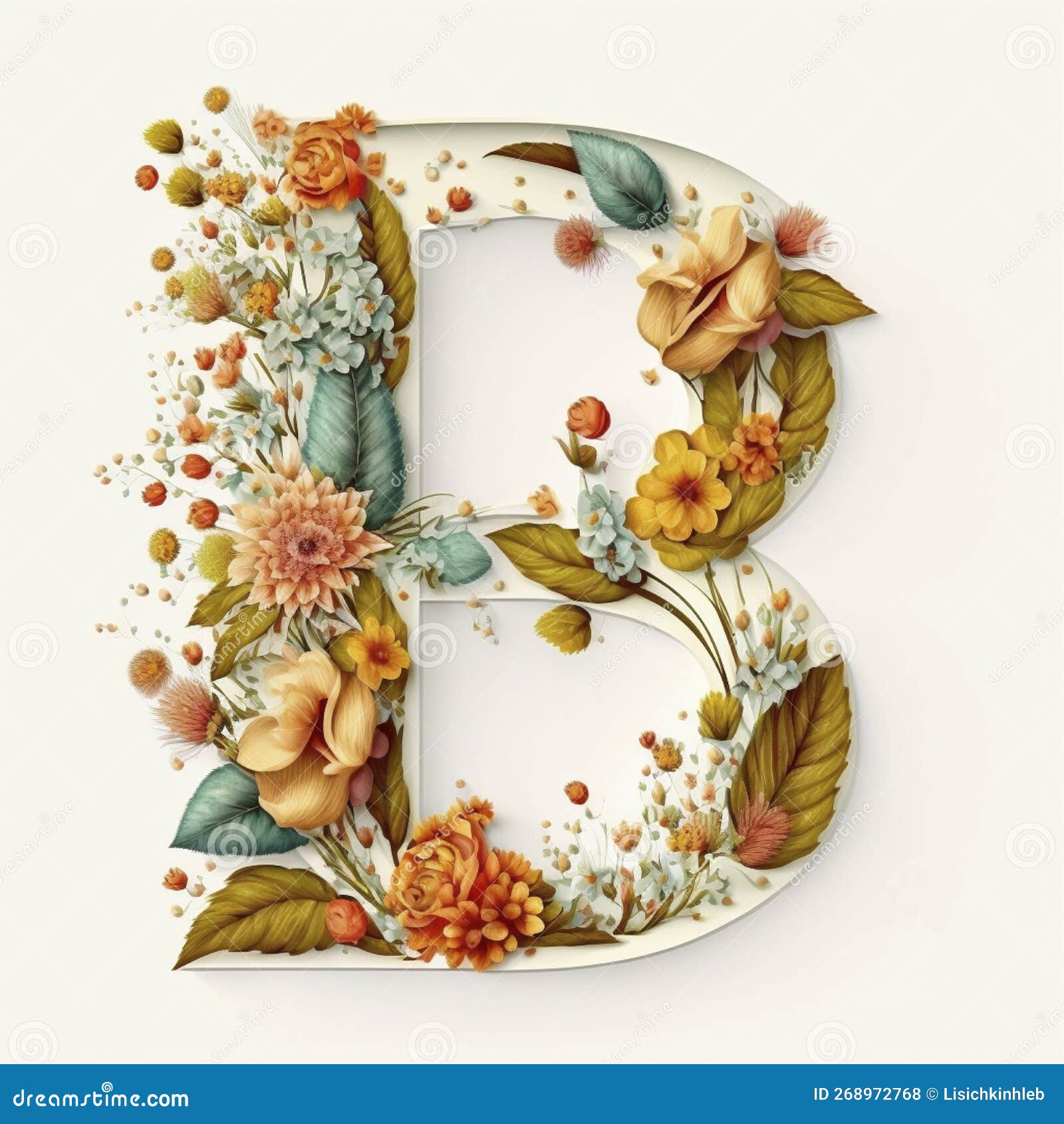 Monogram Letter B Made of Flowers Created with Generative Ai Technology ...