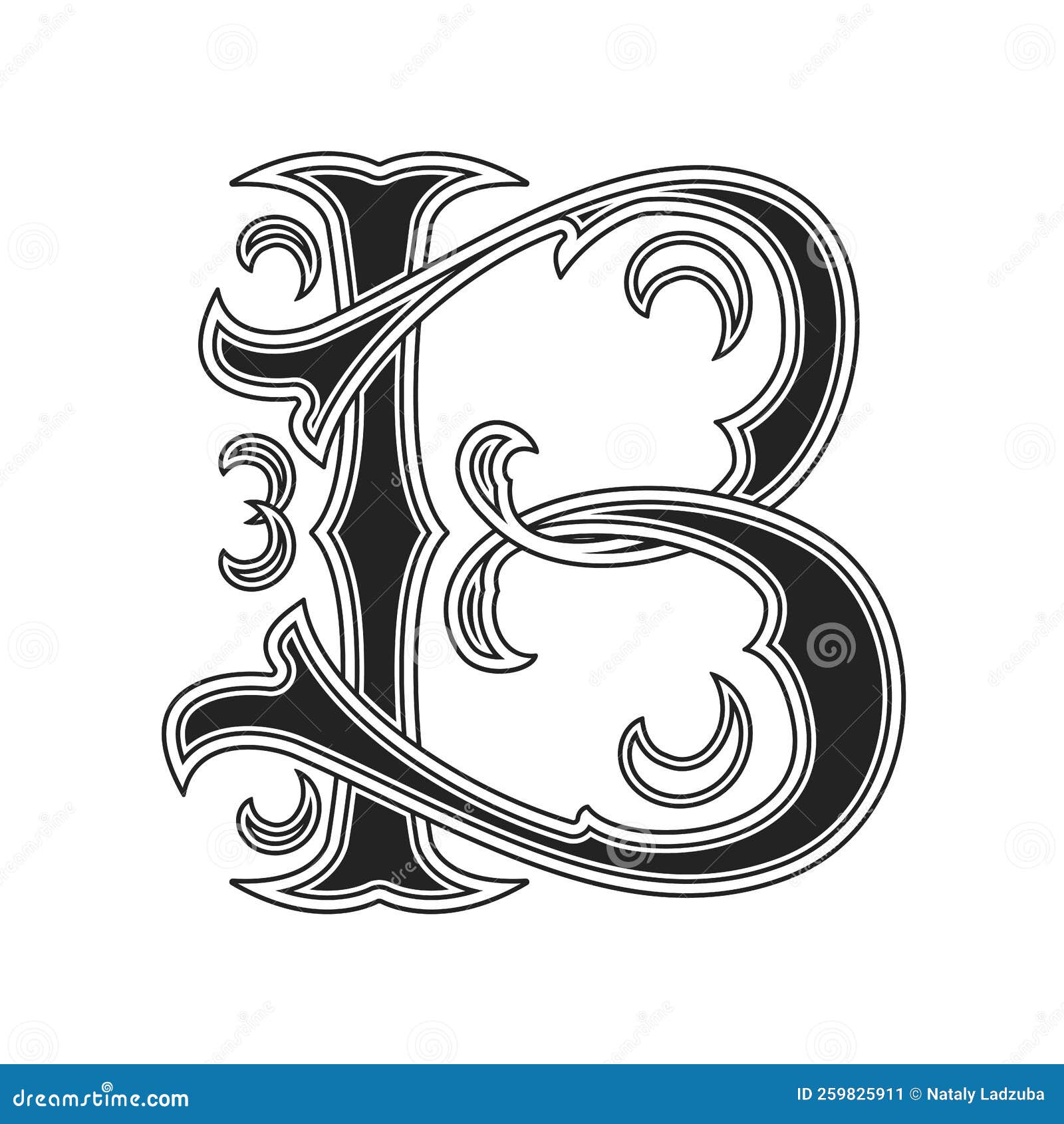 Monogram Letter B with an Ornament Stock Vector - Illustration of ...
