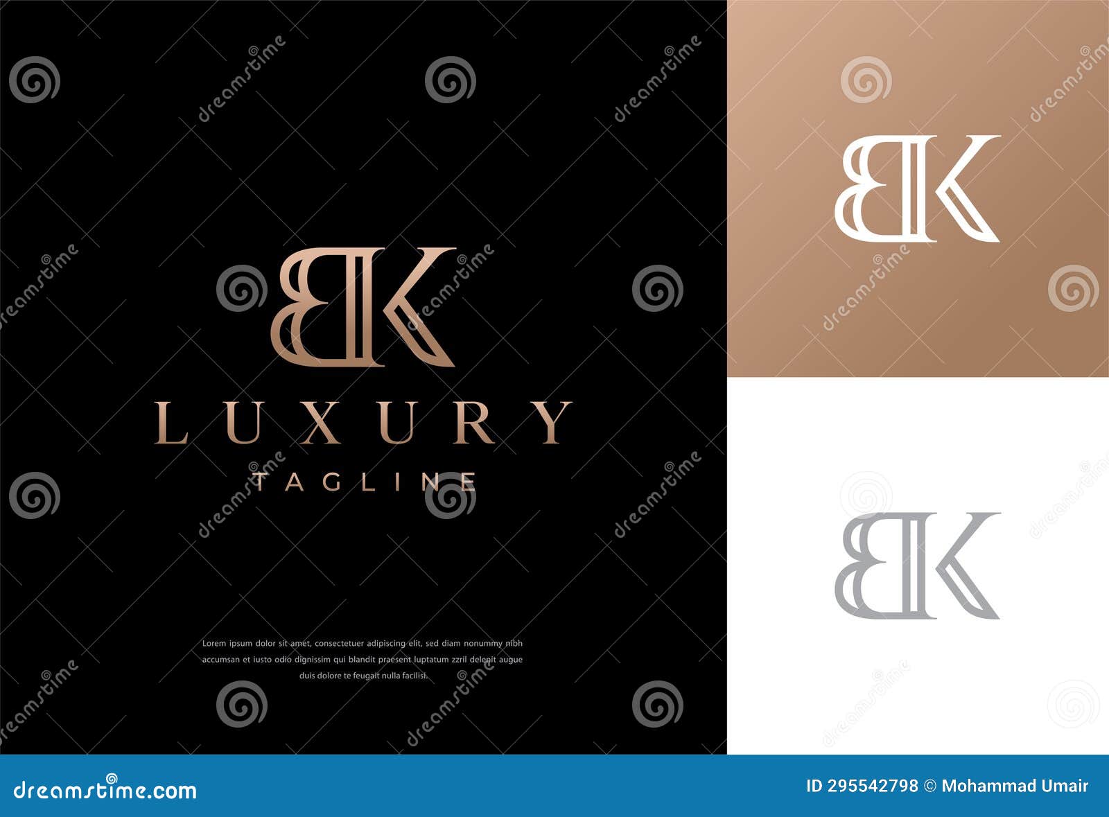 Monogram Letter BK Logo Design Vector. BK Luxury Logo Stock Vector ...