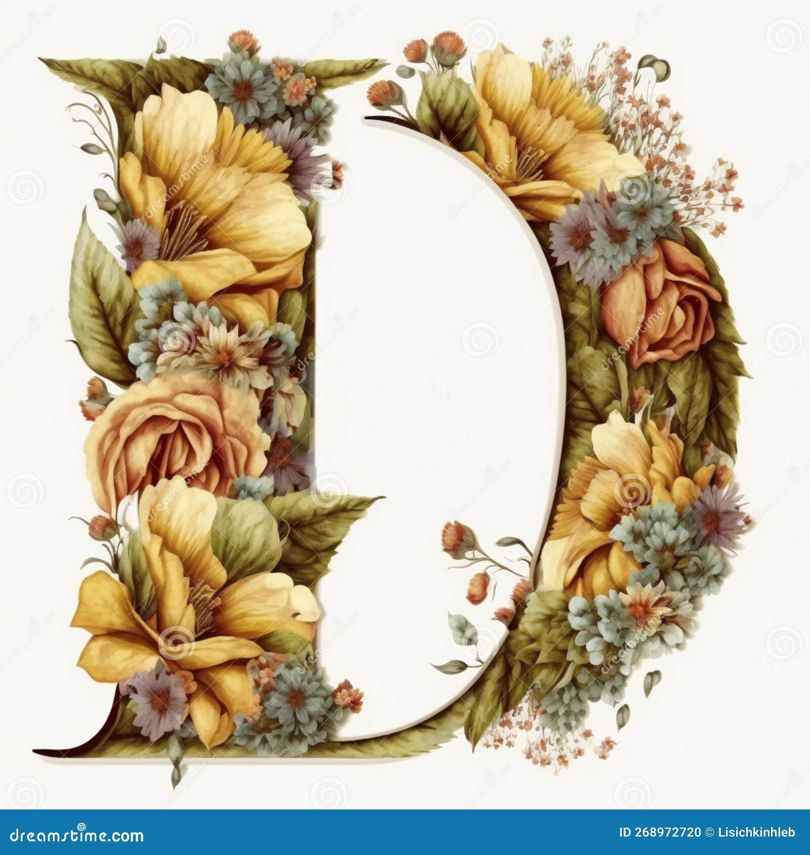 Monogram Letter D Made of Flowers Created with Generative Ai Technology ...