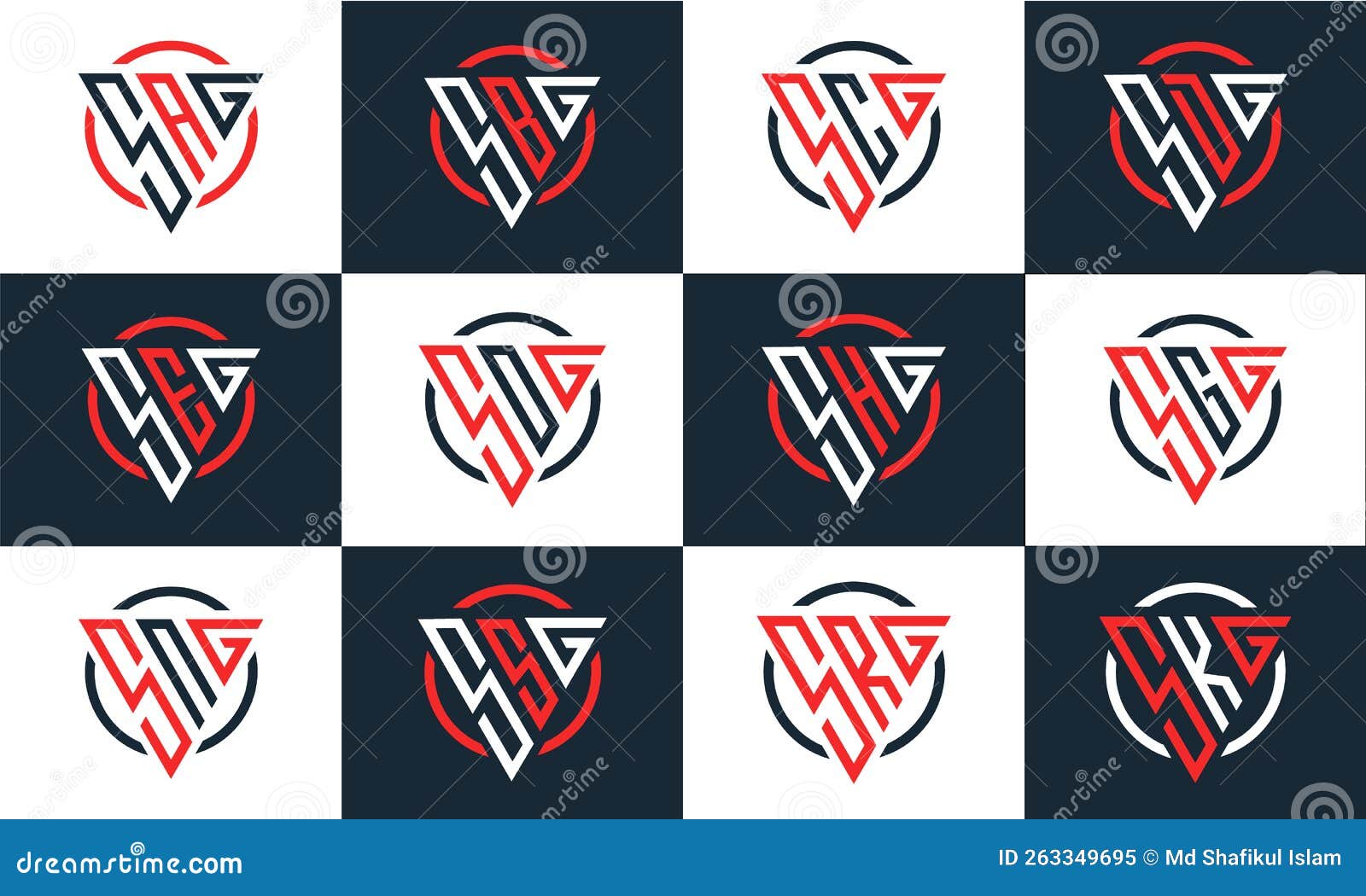 Monogram Letter Logo Design Bundle with Tringle Shape Premium Template ...