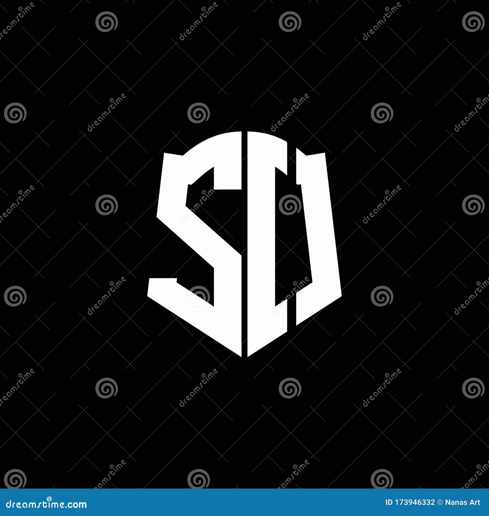 So Monogram Letter Logo Ribbon with Shield Style Isolated on Black ...