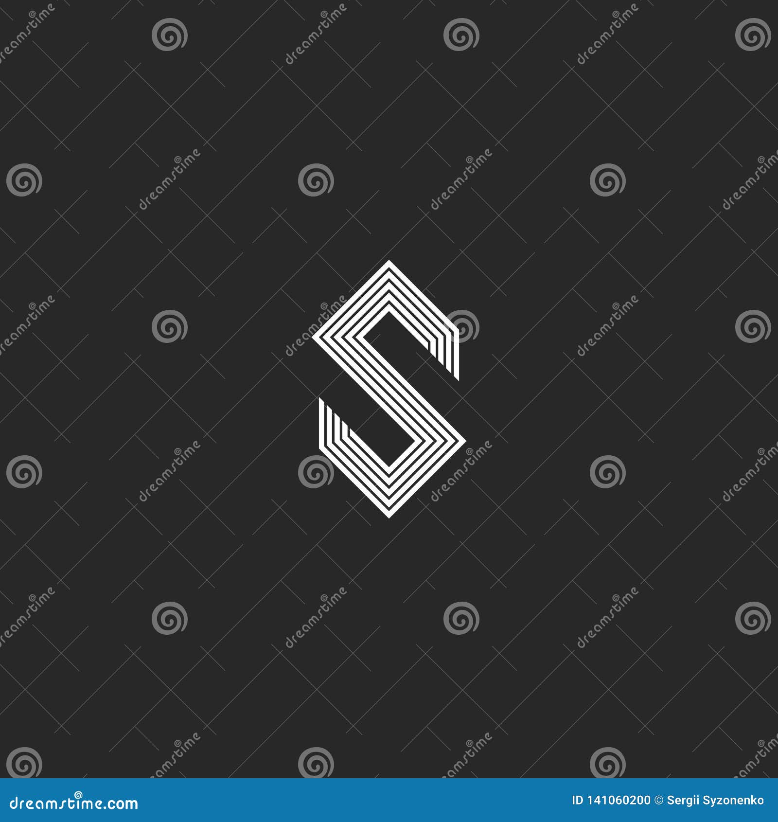 Monogram Letter S Hipster Capital Initial Logo, Branding Icon Mockup ...