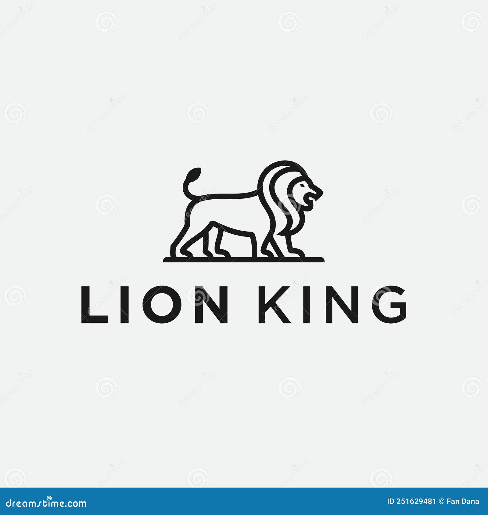 Monogram Lion Logo Line Art Icon Vector Stock Vector - Illustration of ...