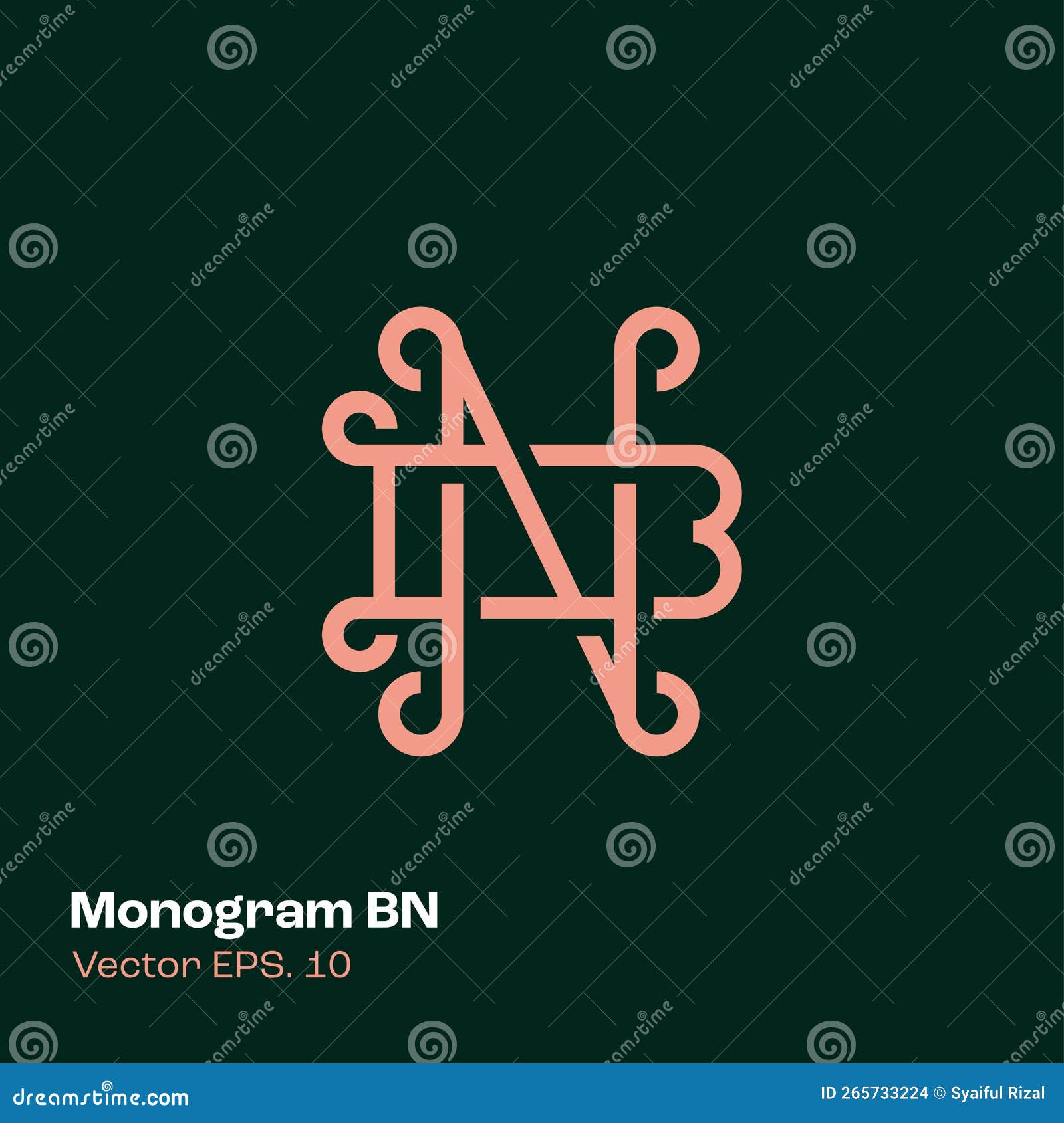 Monogram Logo BN stock illustration. Illustration of sign - 265733224