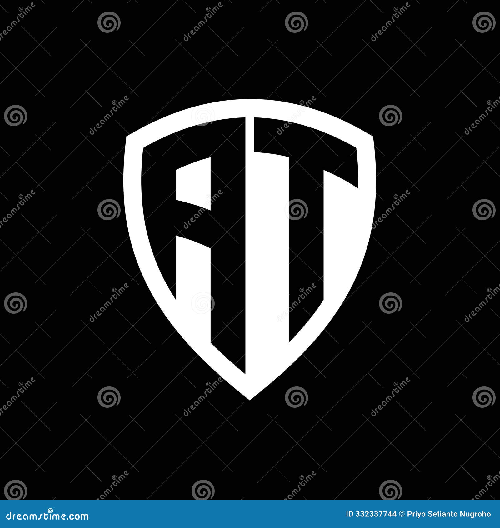 At Monogram Logo with Bold Letters Shield Shape with Black and White ...