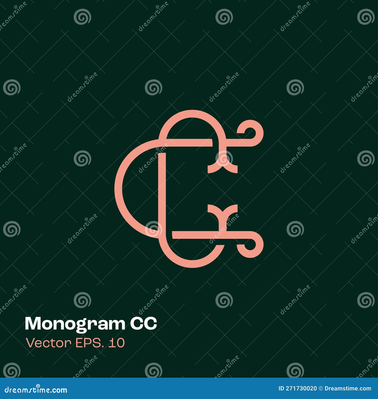 Monogram Logo CC stock illustration. Illustration of ornament - 271730020