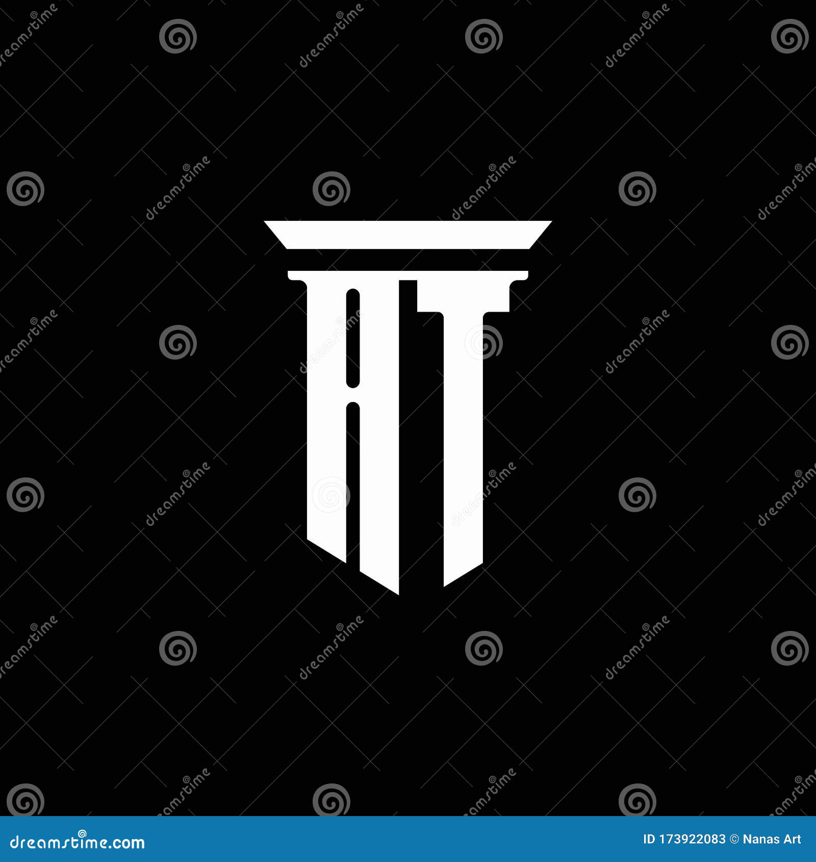 At Monogram Logo with Emblem Style Isolated on Black Background Stock ...