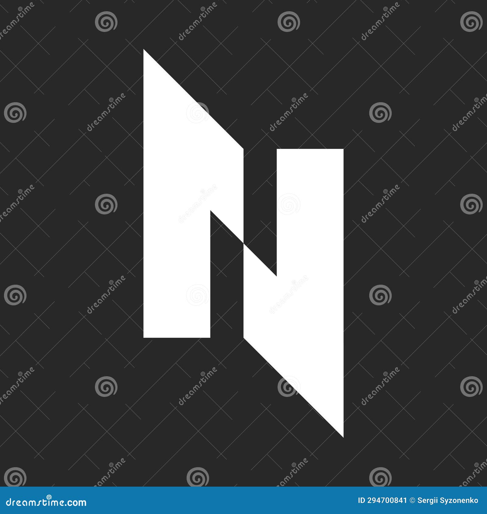 Monogram N Bold Letter Logo, Wide White Lines Sharp Geometric Shape ...