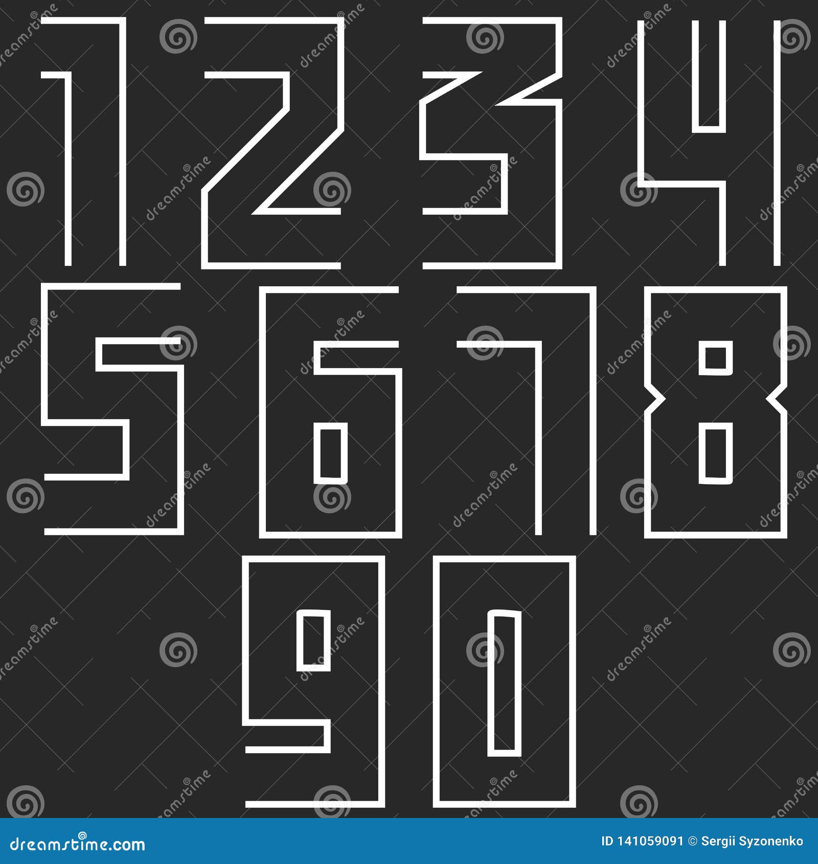 Monogram Numbers Hipster Set, Modern Numerals Thin Line Design Element ...