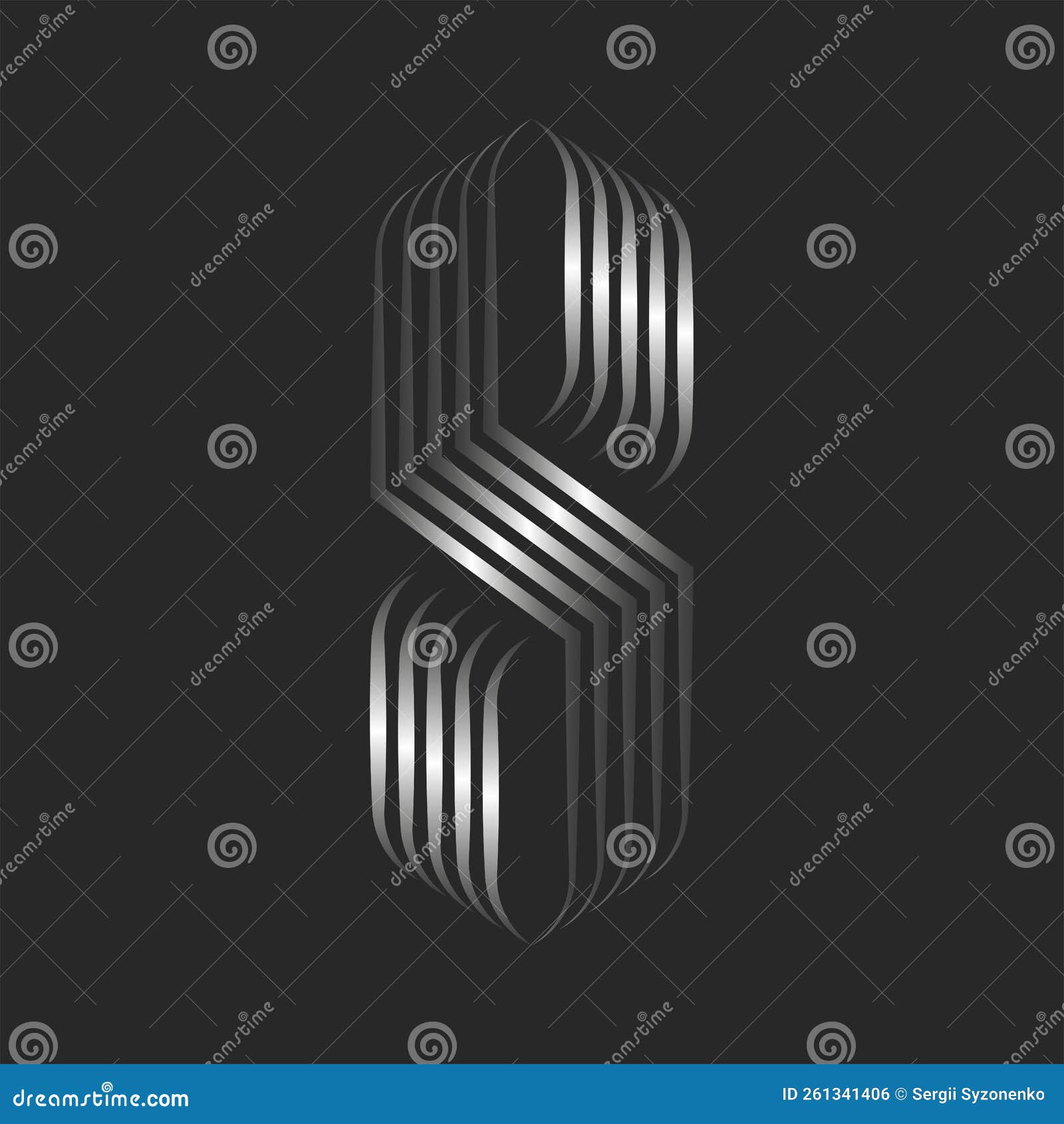 Monogram S Letter Logo or 8 Number Logotype Shape Gothic Style, Silver ...