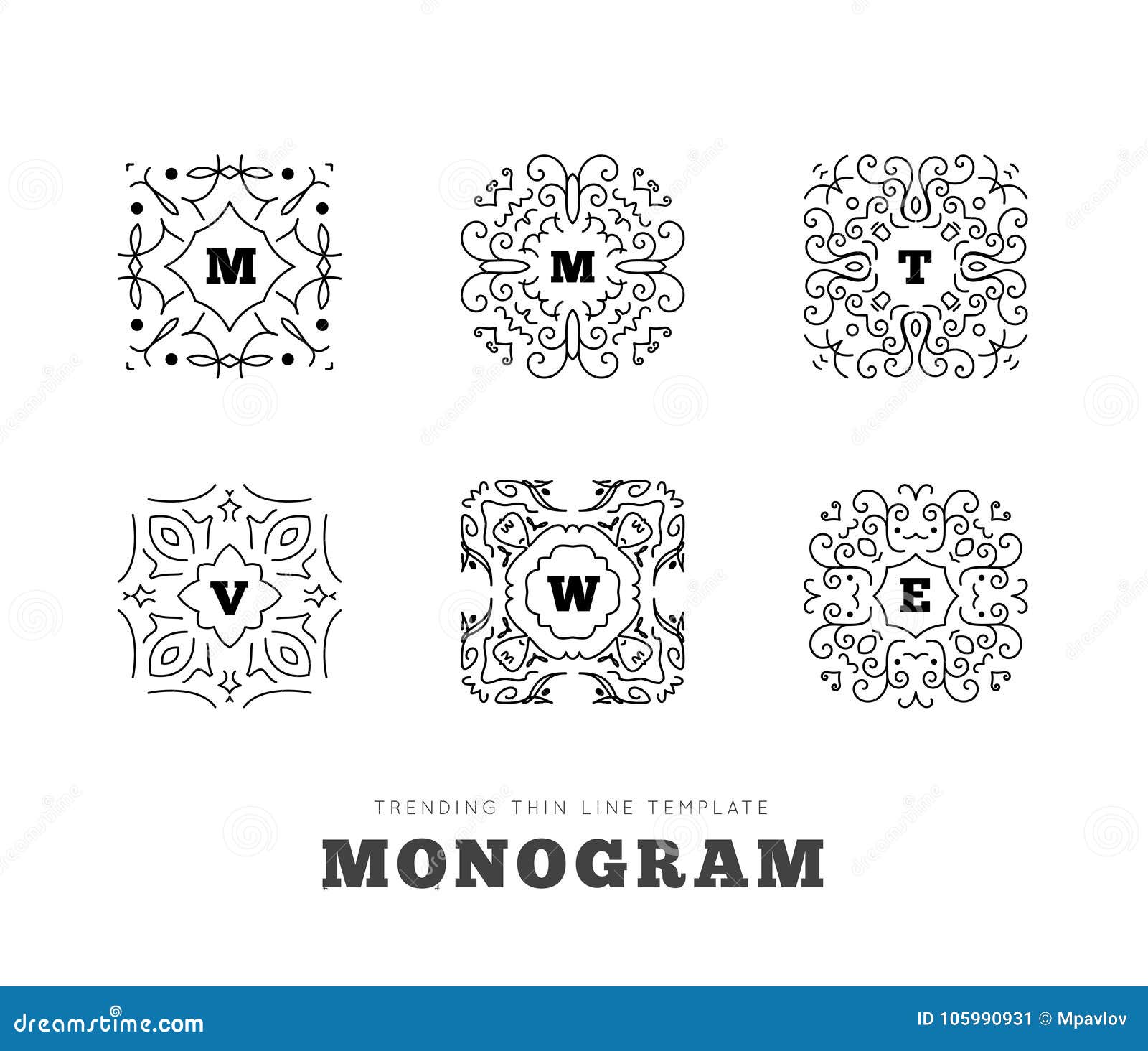 Monogram Series with Letters on White Background Stock Vector ...