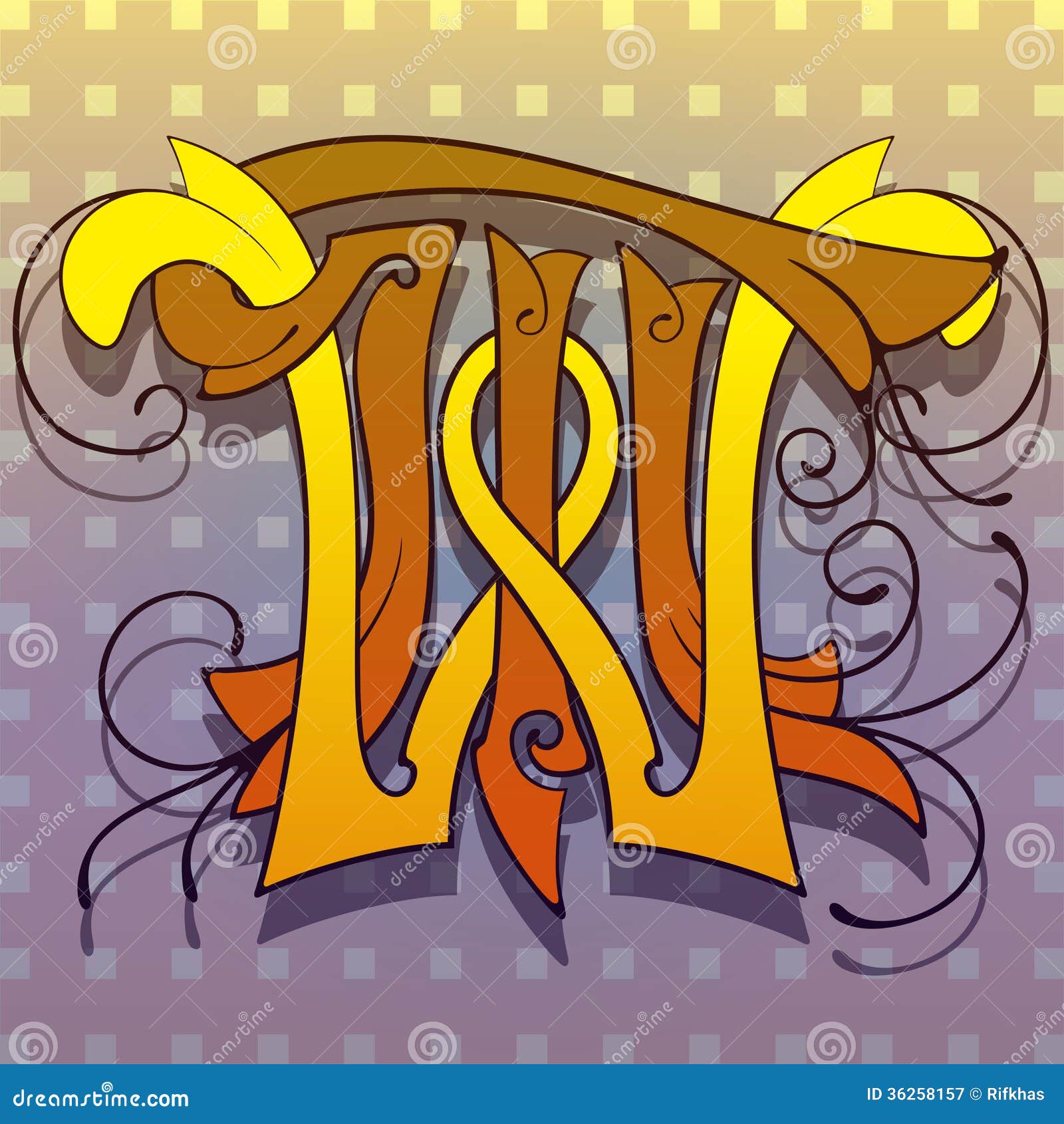 Monogram t,w, stock vector. Illustration of monograms - 36258157