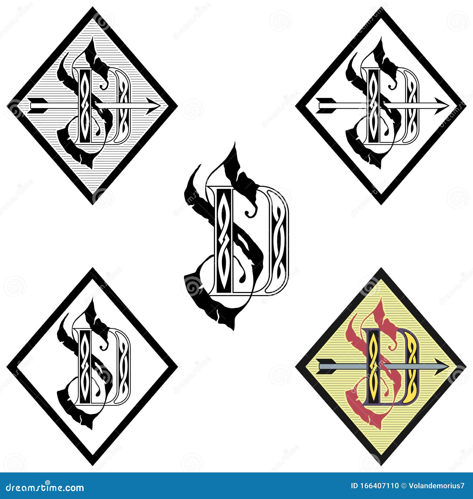 Monogram of Two Intertwined Letters in Different Styles. Stock Vector ...