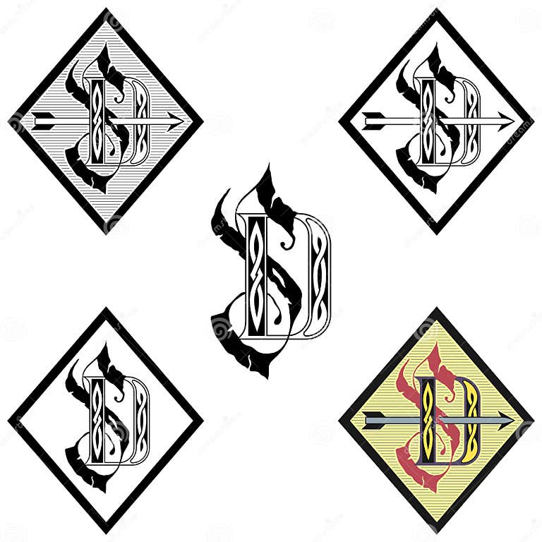 Monogram of Two Intertwined Letters in Different Styles. Stock Vector ...