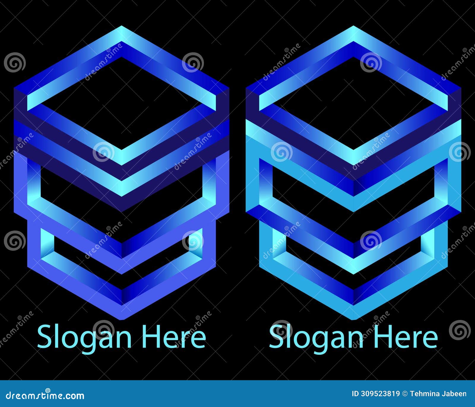 Monogram Type Logo, Set of Logos with Blue Gradient Effect Stock ...