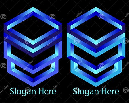 Monogram Type Logo, Set of Logos with Blue Gradient Effect Stock ...