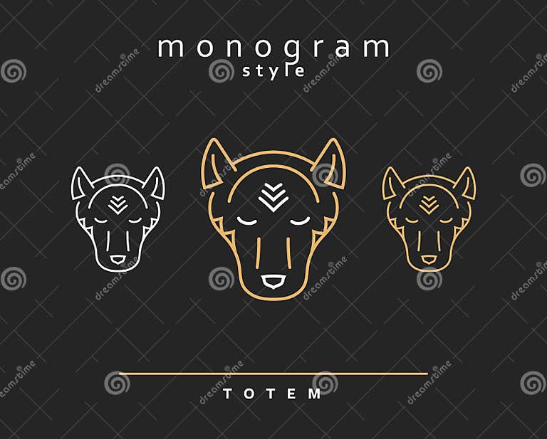 Monogram wolf. Wolf Totem stock vector. Illustration of icon - 70310463