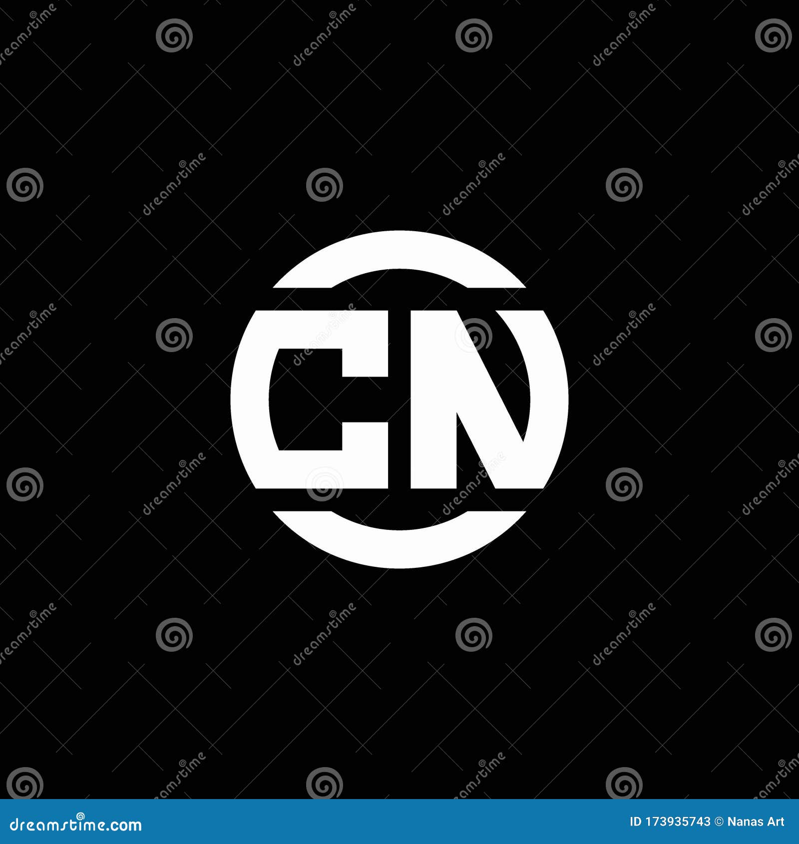 Monograma Cn Isolado No Modelo De Desenho Do Elemento Circular ...