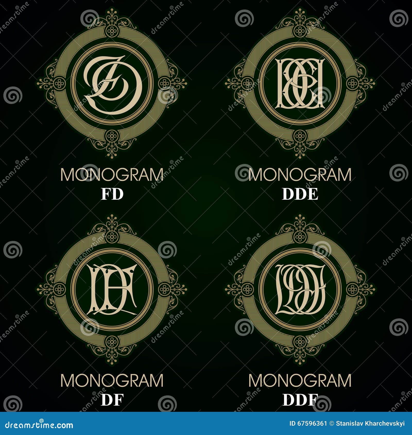 Monogrammes De Vintage - 4 Ensembles Illustration de Vecteur ...