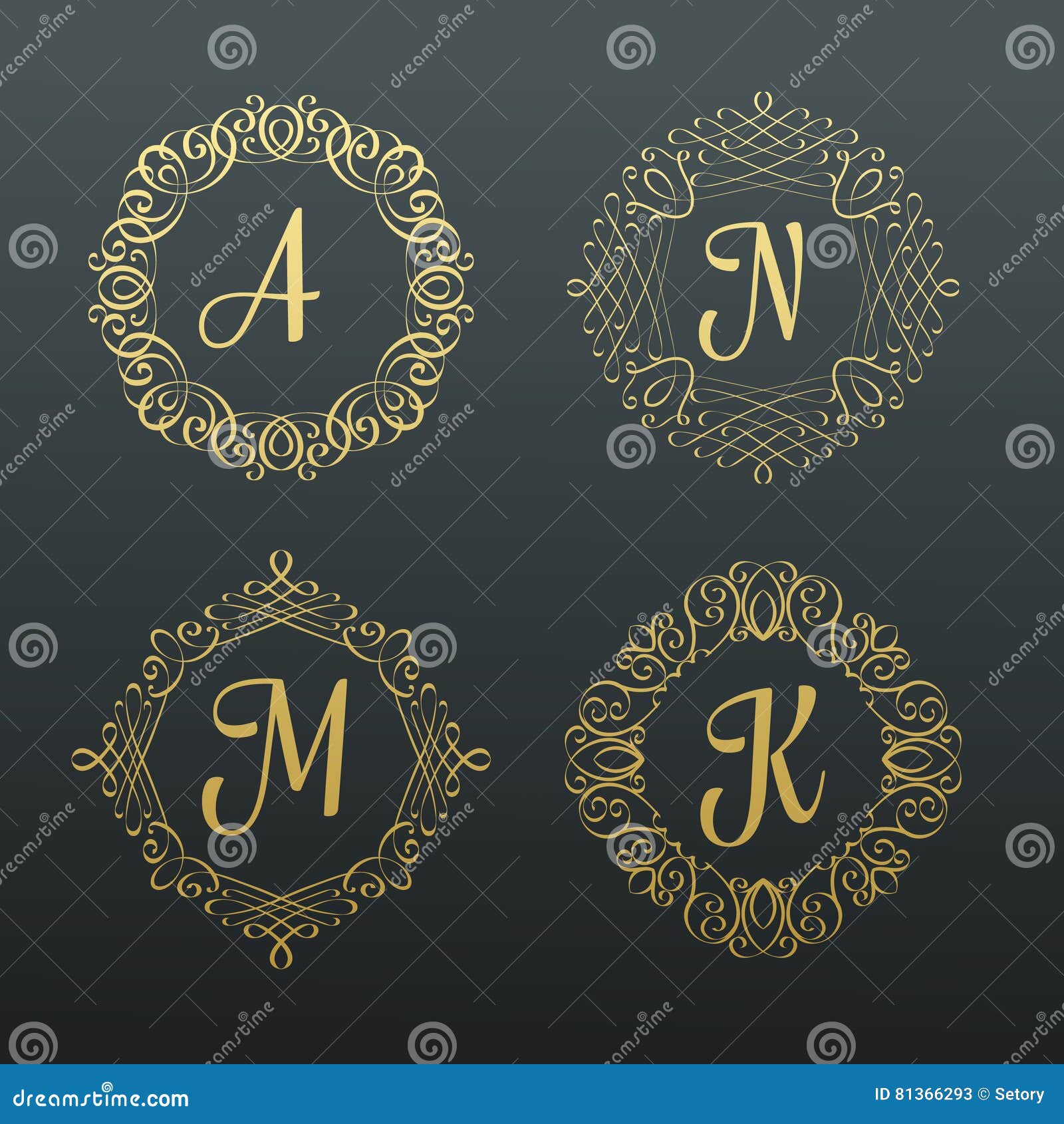Monograms and Calligraphic Borders. Stock Vector - Illustration of ...