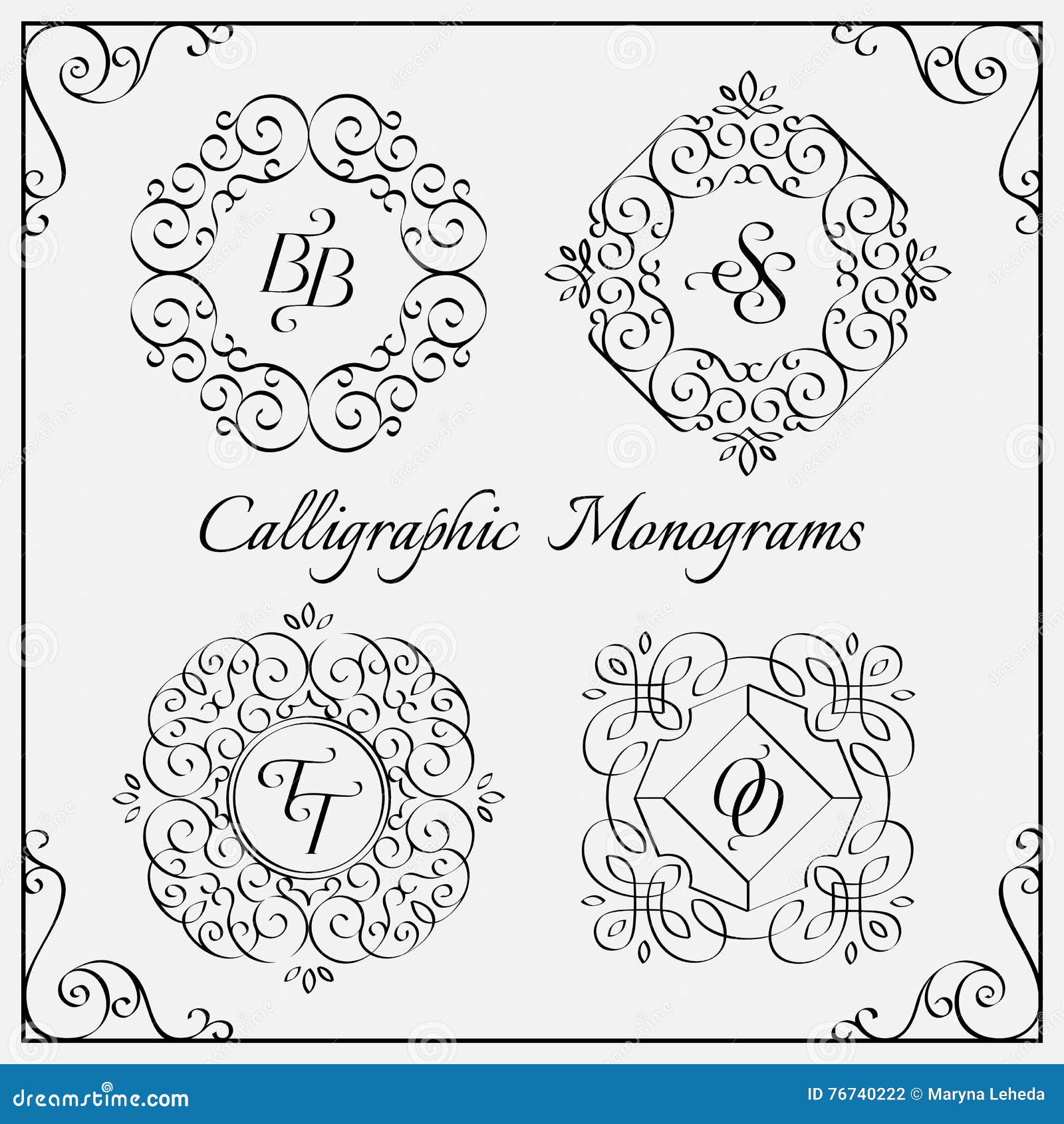 Monograms set stock vector. Illustration of graceful - 76740222